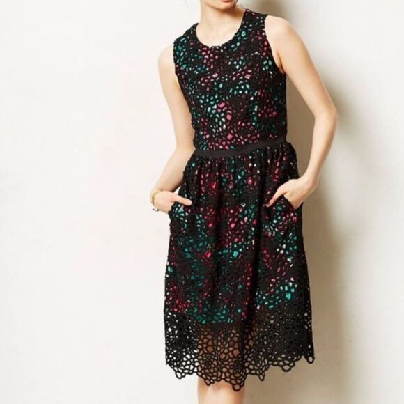Wolven | Dresses | Wolven Anthropologie Terrace Sheath Dress Black Lace ...